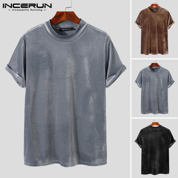 Beehoo INCERUN เสื้อสวมหัวแขนสั้นคอสูงฮิปปี้สำหรับบุรุษเสื้อลำลอง ...