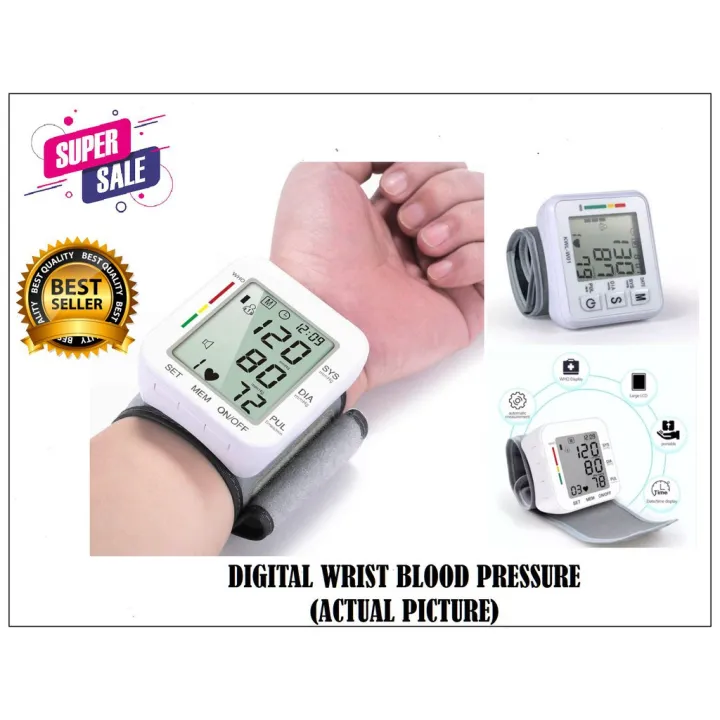 Medical Wrist Blood Pressure Monitor Digital BP Heart Rate Monitor ...