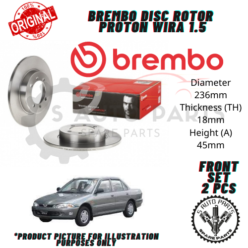 PROTON WIRA 1.5 FRONT BREMBO BRAKE DISC ROTOR | Lazada