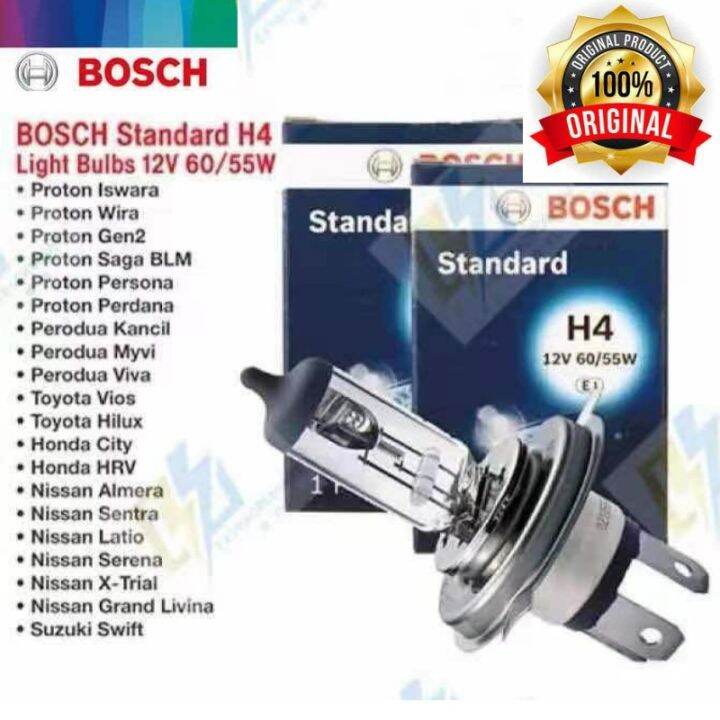[Ready Stock] 💯%Original 2pcx BOSCH Halogen H4 Bulb 12V 60/55W Car ...