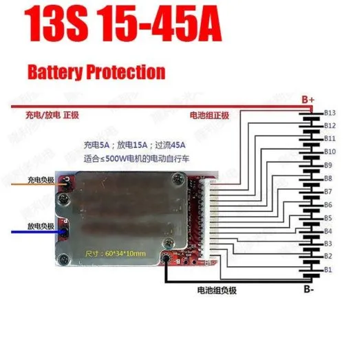 Protection BMS PCB For 48V/54.6V 13S 18650 Li-Ion Li-Polymer Protection ...