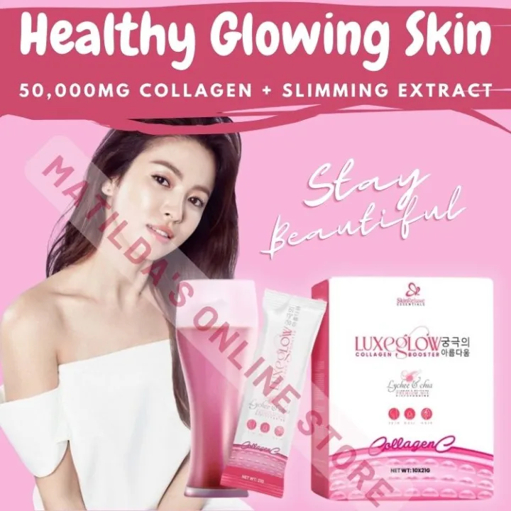 Luxe Glow Collagen Glutathione Booster Powdered Drink Whitening And Glowing Skin Anti-Aging ...