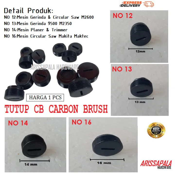 Tutup CB Carbon Brush Arang Areng Kul Spul Bostel Mesin Gerinda Trimer Planer Circular Saw ...