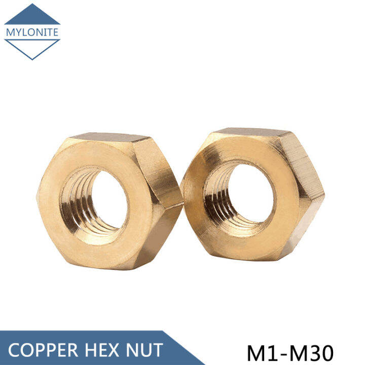 Solid Brass Copper Hex Hexagon Nuts for M1.4 M1.6 M2 M2.5 M3 M4 M5 M6 M8 M10 M12 M14 M16 Screw ...