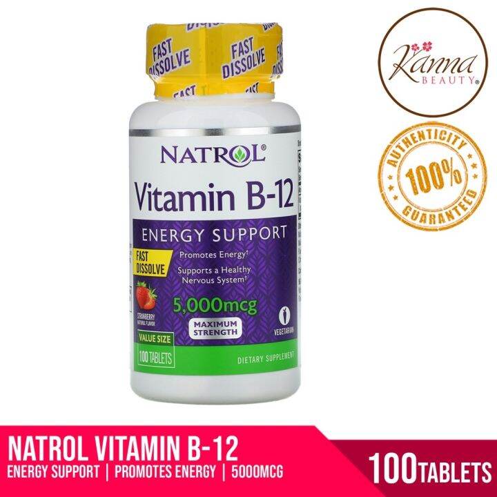 COD Natrol Vitamin B-12 Fast Dissolve Maximum Strength Strawberry 5000 ...