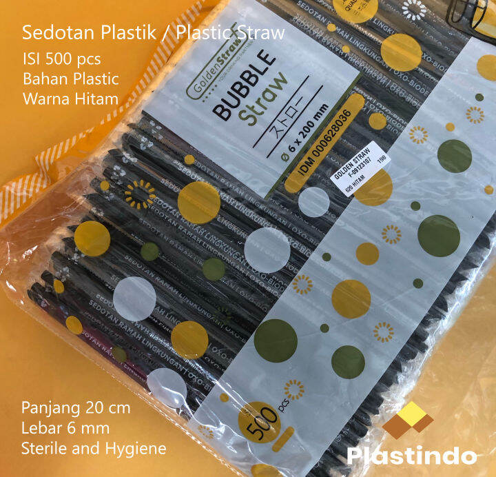 Sedotan Plastik Hitam 6 x 200 mm ISI 500 pcs | Plastic Straw | Sedotan ...
