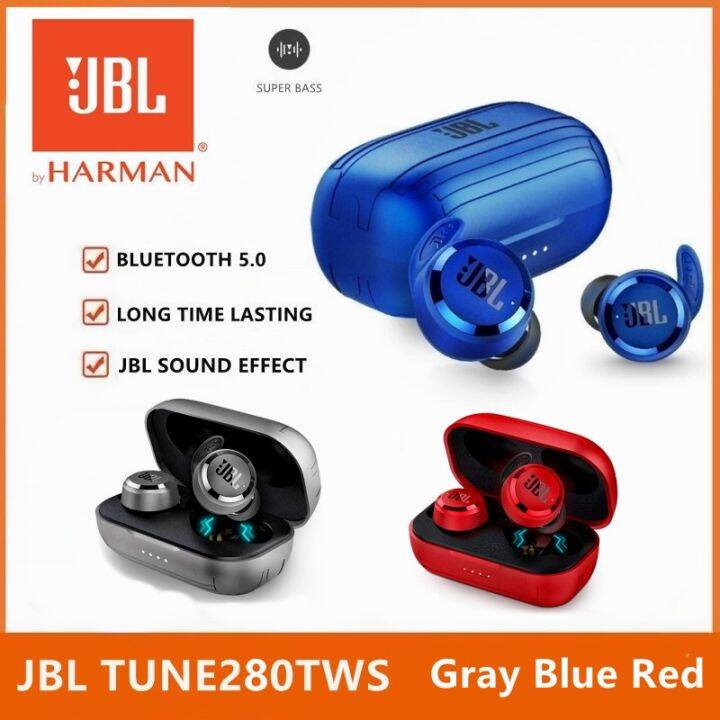 100% Original JBL T280 TWS Wireless Bluetooth Earphone Sports Earbuds Bass Jbl Headphones with ...