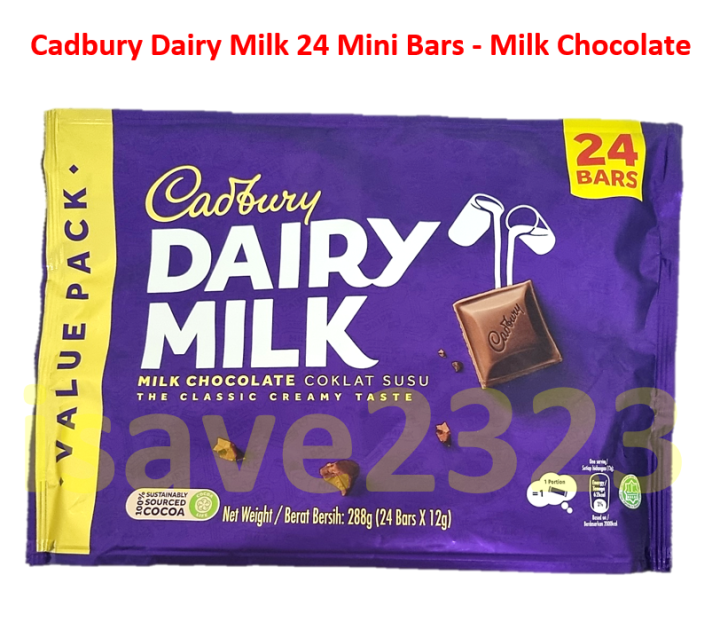 {BUY AT YOUR OWN RISK} Cadbury Dairy Milk 24 Mini Bars [288g] (12g x 24 Bars) - Milk Chocolate ...