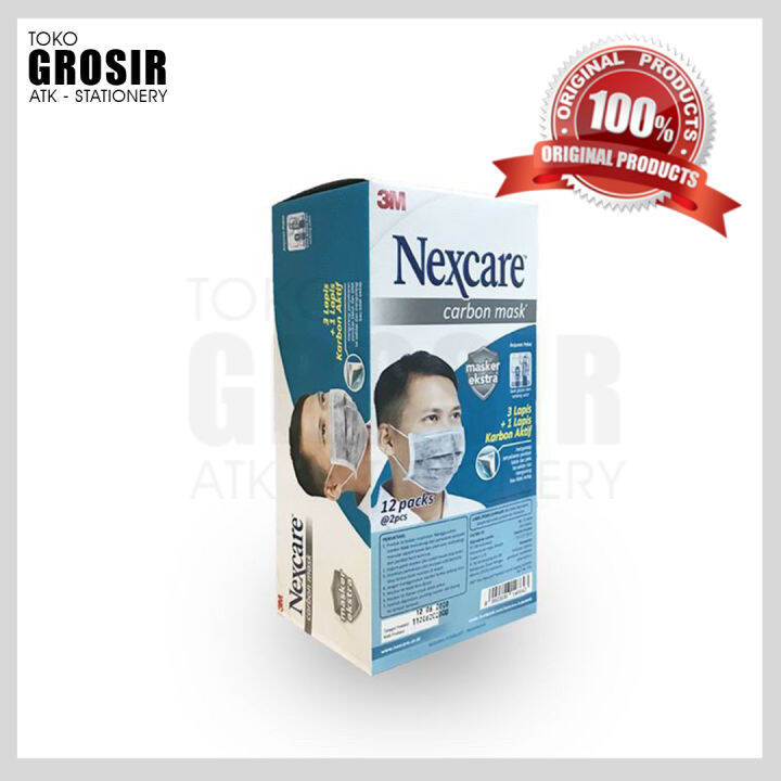 3M Masker Nexcare Extra Carbon Earloop Mask 4 Ply NON HIJAB) 1 BOX ...