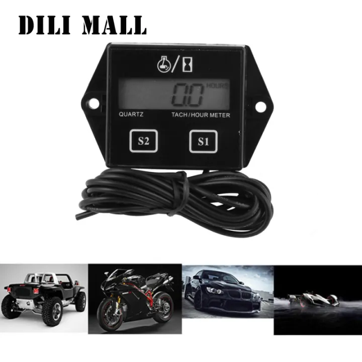 DILI Tiny Tach Digital Hour Meter Tachometer For Marine Spark Mower ...