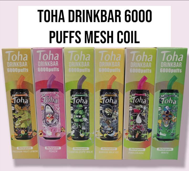 Toha 6000 puffs 100% Original Authentic Mesh Coil Rechargeable ...