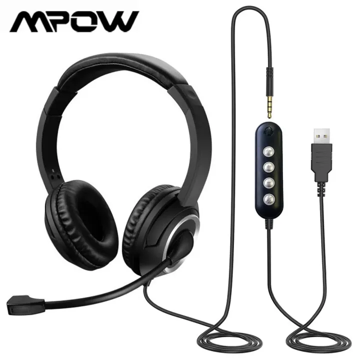 MPOW USB Wired Headset 3.5mm On-Ear Computer Headphones with Noise ...
