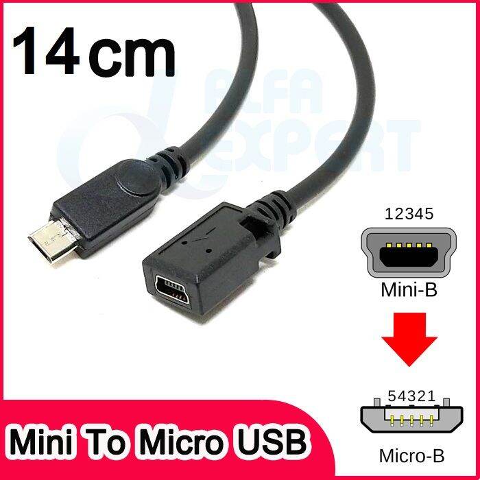 สายแปลง Mini USB to Micro USB ยาว 17cm ( Micro USB male to Mini USB ...