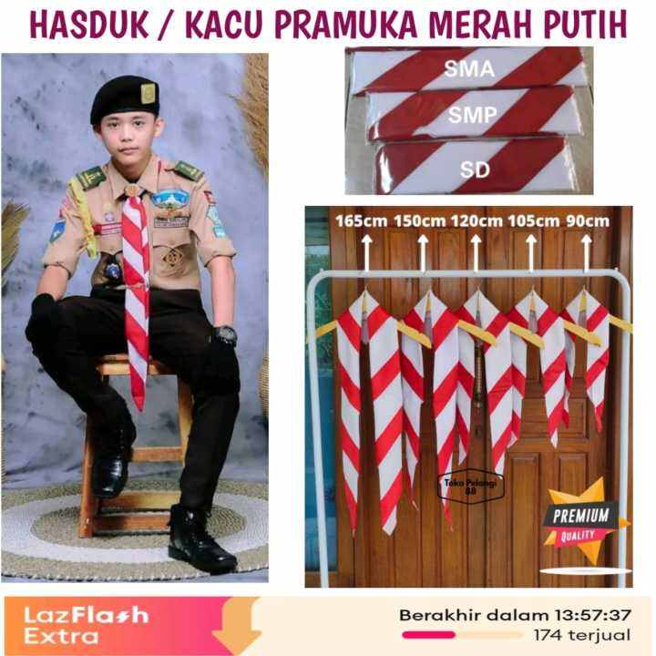Hasduk Kacu Pramuka Merah putih Murah Siaga Penggalang Penegak Pembina Panjang 90 / 105 / 120 ...