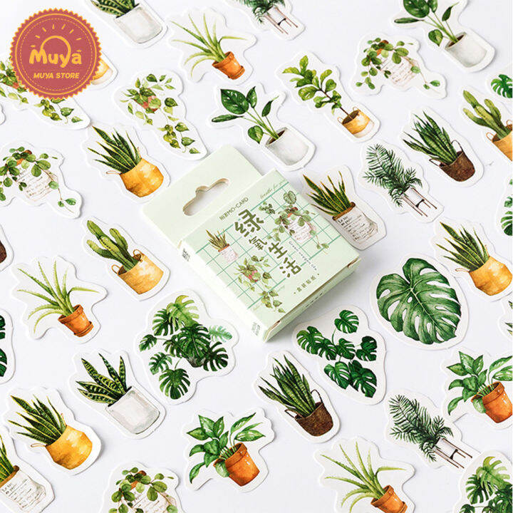 MUYA 45 Pcs/Box Green Life Mini Stickers for Journal Aesthetic Life ...