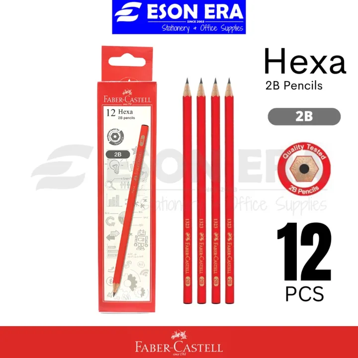 Faber-Castell 2B Hexa 2B Writing Pencil 1323 12pcs/box (Red) Pensel ...
