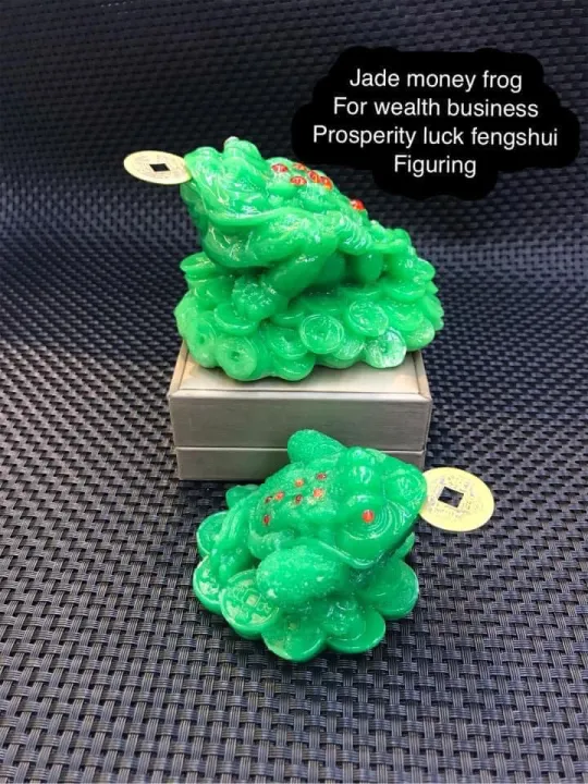 jade money frog for wealth business prosperity luck fengshui figurin ...