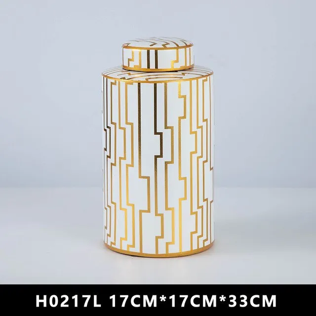 Creative Ceramic Vase En Storage Tank With Lid Modern Home Desktop ...