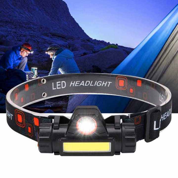 Senter Kepala LED Headlight USB Rechargeable Q5 + COB / Senter Helm ...