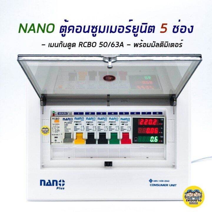 ตู้คอนซูมเมอร์ + มัลติมิเตอร์ NANO Plus 5 ช่อง เมนกันดูด RCBO 50/63A ...