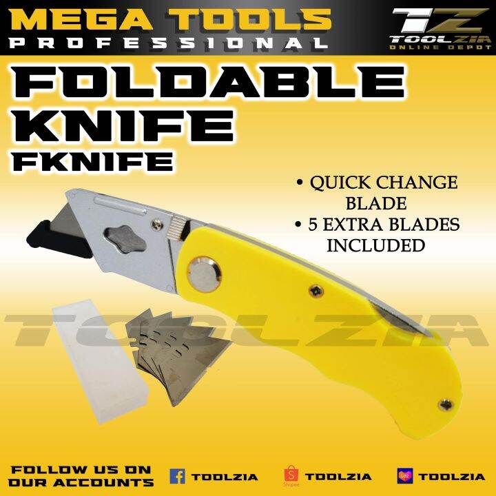 MEGA Foldable Knife (FKNIFE) QUICK CHANGE BLADE/5EXTRA BLADES INCLUDE ...