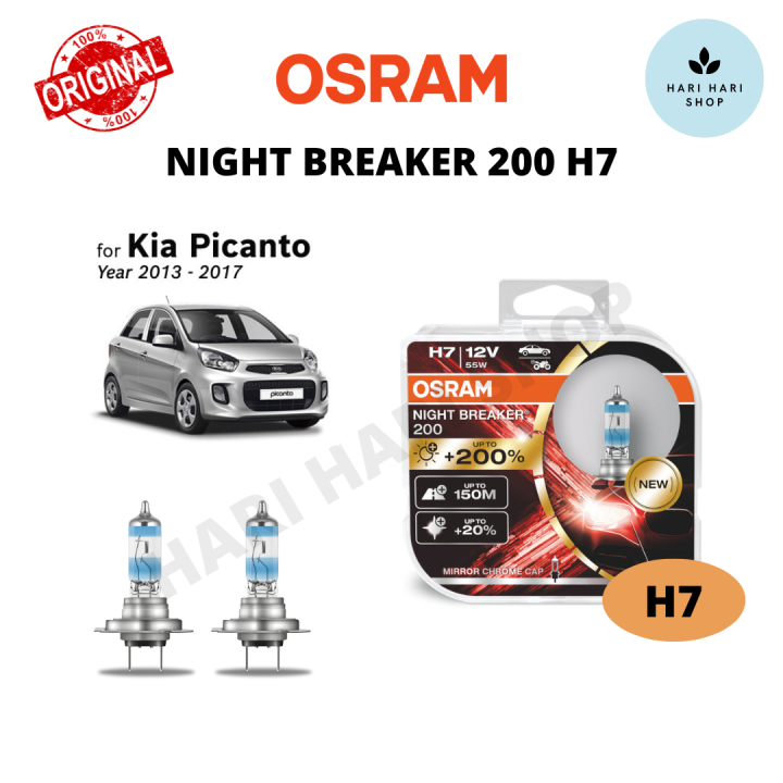 Original Osram Night Breaker 200 H7 Set (2 Bulbs) +200% Brightness for ...