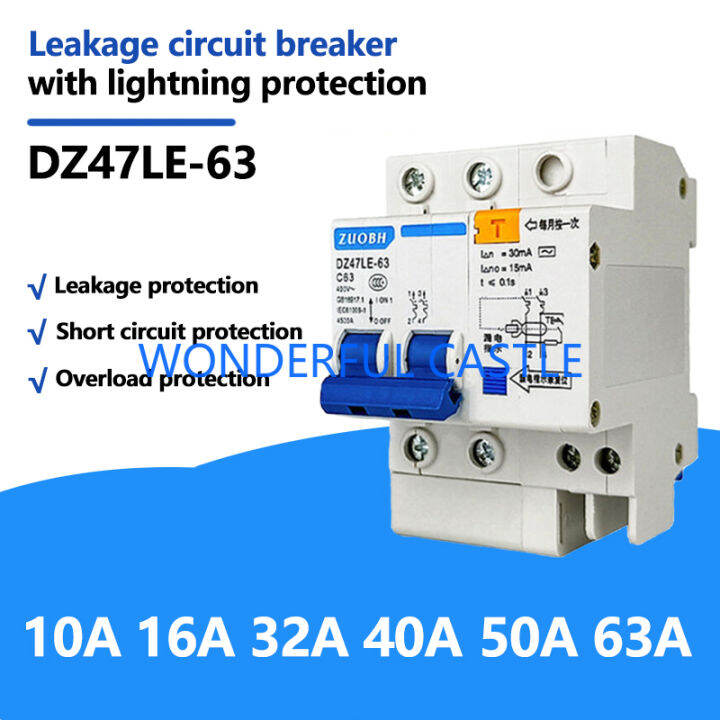 DZ47LE Residual Current Circuit Breaker with Surge Protector RCBO Small MCB RCCB with Lightning ...