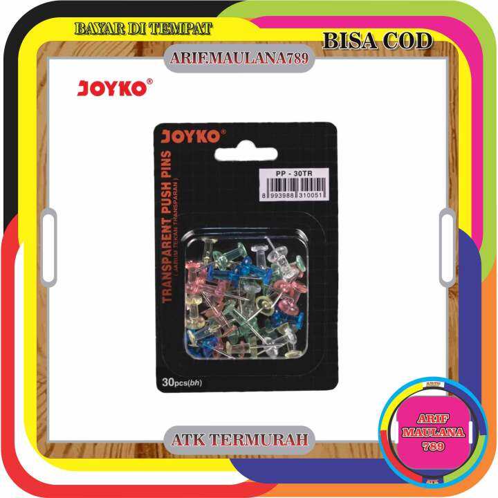 PUSH PINS TRANSPARENT JOYKO [PP-30TR] / PAKU PIN TUSUK KERTAS [30 PCS ...