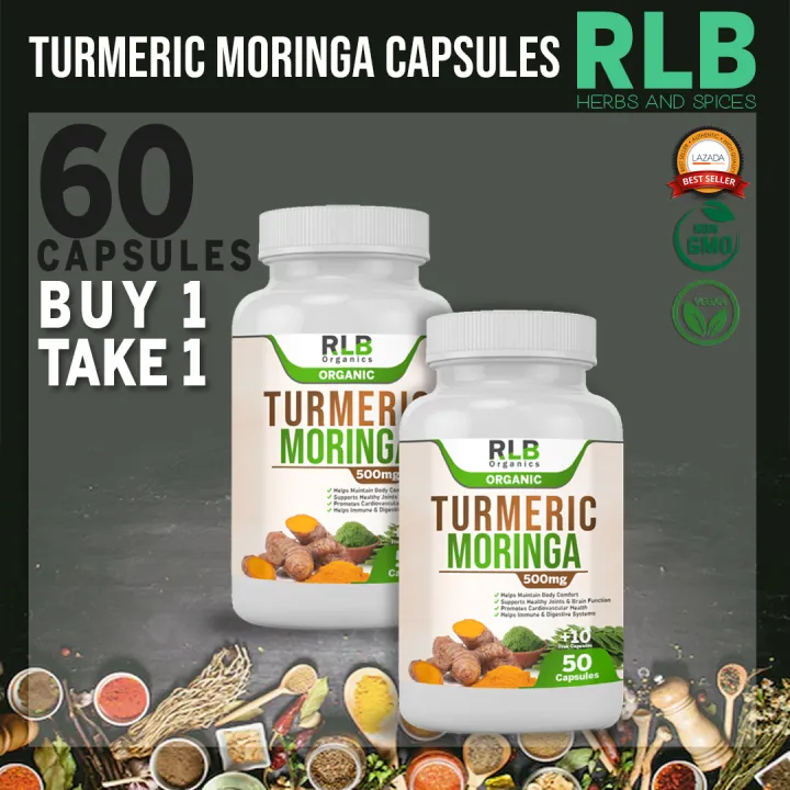 Buy 1 Take 1 - Organic Pure Natural Turmeric and Moringa Capsules (60 ...