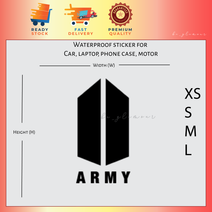 BTS Army Stickers Stiker BTS KPOP Logo Sticker Kereta Waterproof Car ...