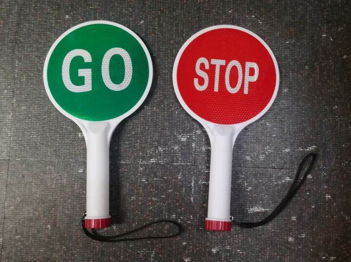 Stop & Go (Back to Back) Hand Signal Road Traffic Safety Handheld ...