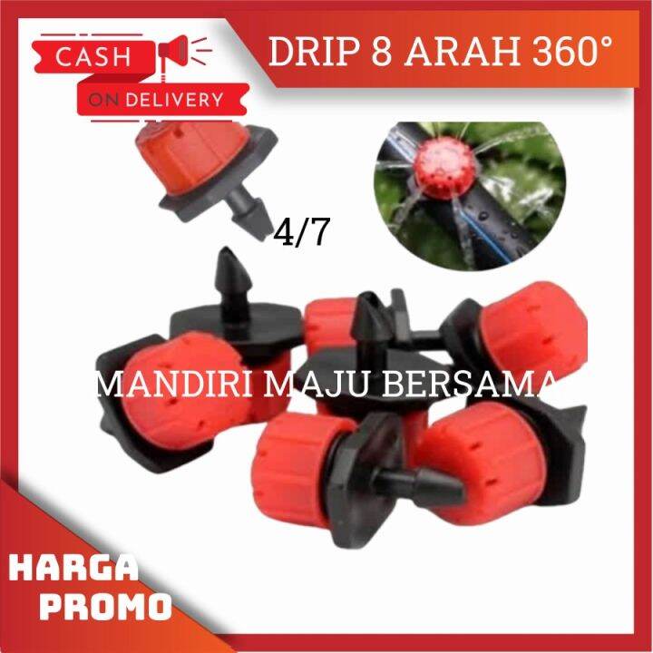 DRIPPER PUTAR 8 ARAH DRIP EMITTER ADJUSTABLE 360 DEGREE SELANG PE 4/7 ...