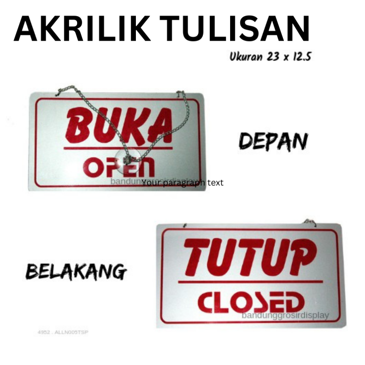 Akrilik Plat Papan Open Close Buka Tutup Dengan Rantai/Plat Rambu Sign ...