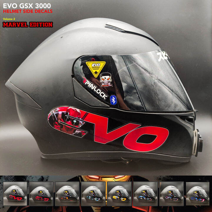 Evo Helmet Mar Vel Edition Stickers Hologram Side Decals for V1 V2 ...