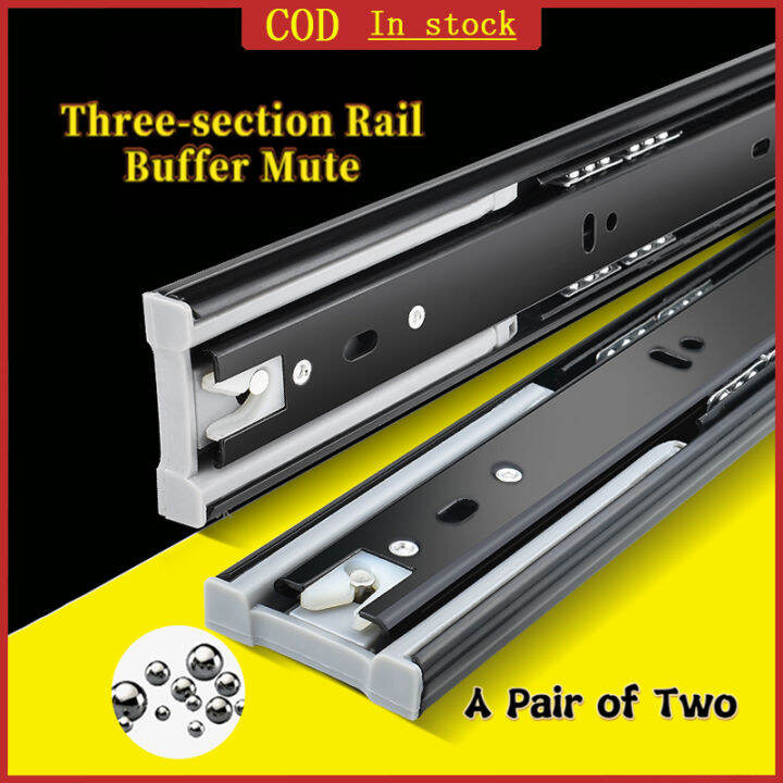 (1 pair) Drawer Slide Rail Three-section Rail Full Extension Ball ...