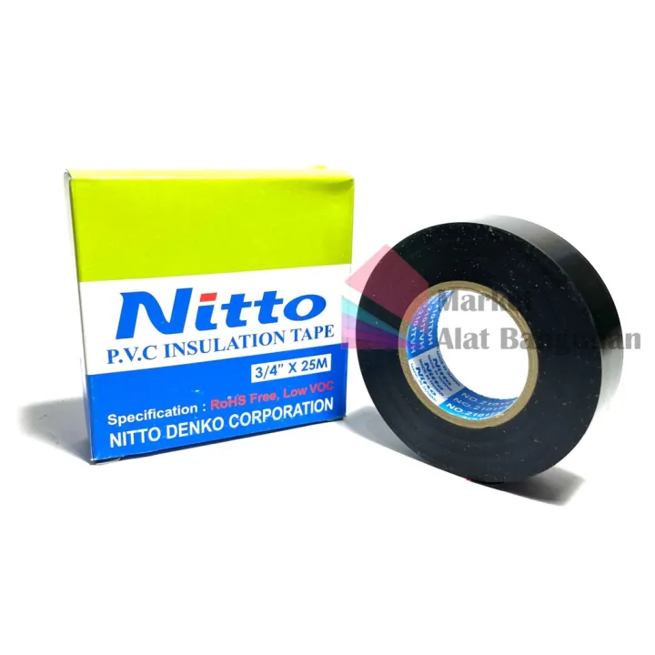 Isolasi Listrik ORIGINAL NITTO / Tape Hitam PVC Kabel Nito 3/4" x 25M | Lazada Indonesia