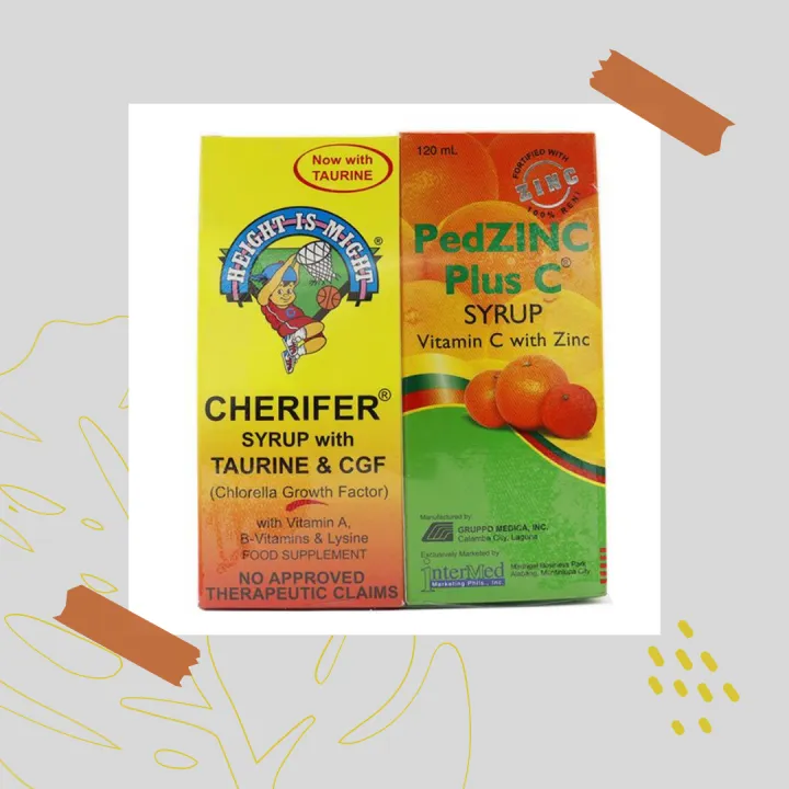 Cherifer Syrup with Taurine and CGF and Pedzinc Plus Vitamin C with ...