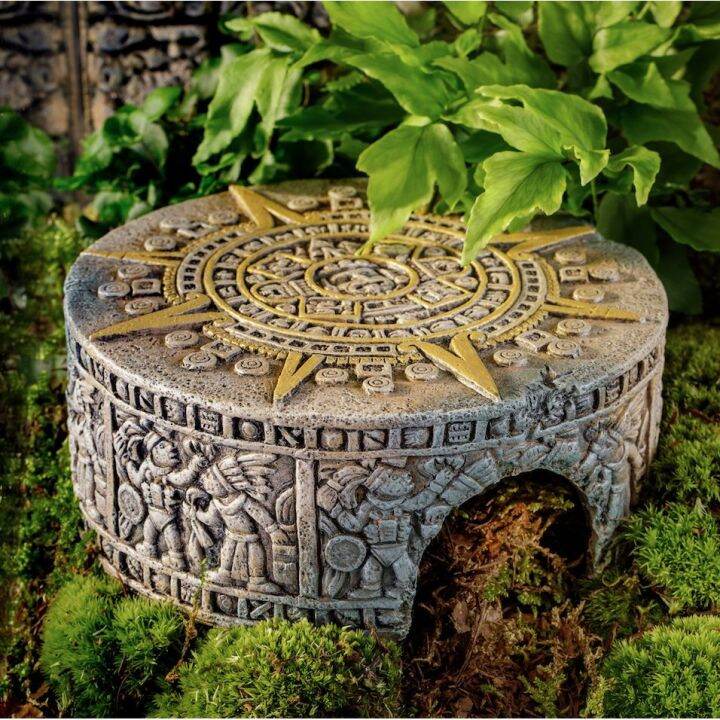 Exo Terra Aztec Calendar Stone Hide Out S/M Size Reptile Hiding Cave ...