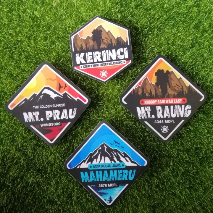 4 pcs stiker gunung waterproof - sticker anti air isi 4 - tempelan ...