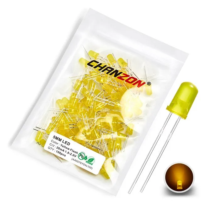 100pcs 5mm RGB LED Light Emitting Diode Lamp Bulb 3V White Red Blue ...