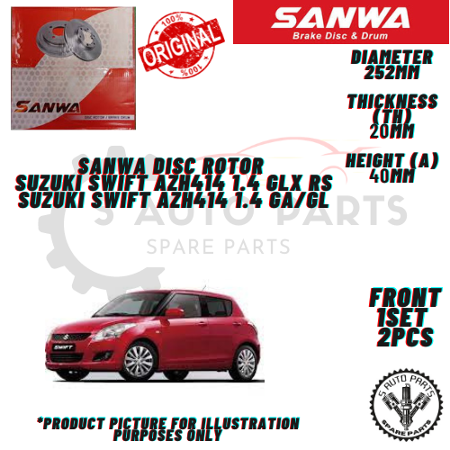 SUZUKI SWIFT AZH414 1.4 GLX RS / GA / GL (FRONT) DISC ROTO -BRAND 100% ...