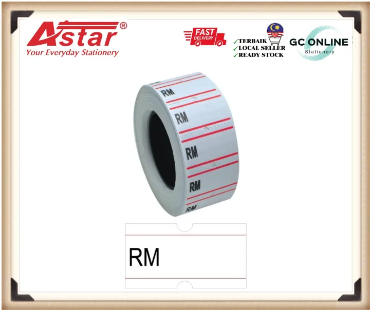 Astar Price Label Rolls with RM White Colour (10 Roll) / Price Tag ...