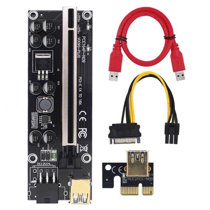 009SPlus 1X To 16X PCI-E Riser USB 3.0 Graphics Card Dedicated Extender ...