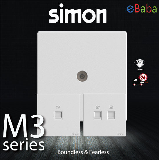 SIMON[European Brand] M3 Series White Switch / Switches & Socket Outlet 1 Gang TV Outlet 1 Gang ...