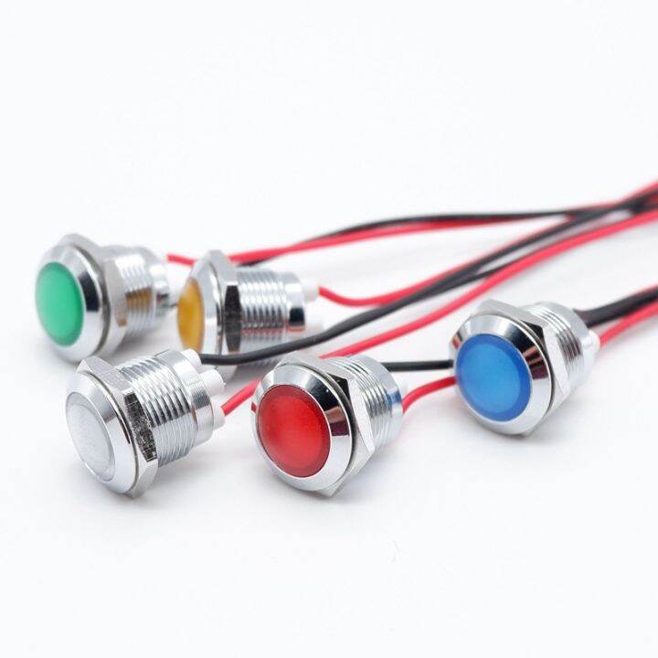 卍 12mm Waterproof LED Metal Warning Indicator Light Pilot Signal Lamp ...