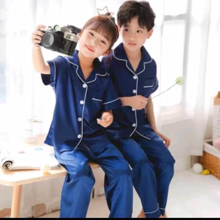 silk satin high quality plain terno pajama for kids korean sleepwears ...