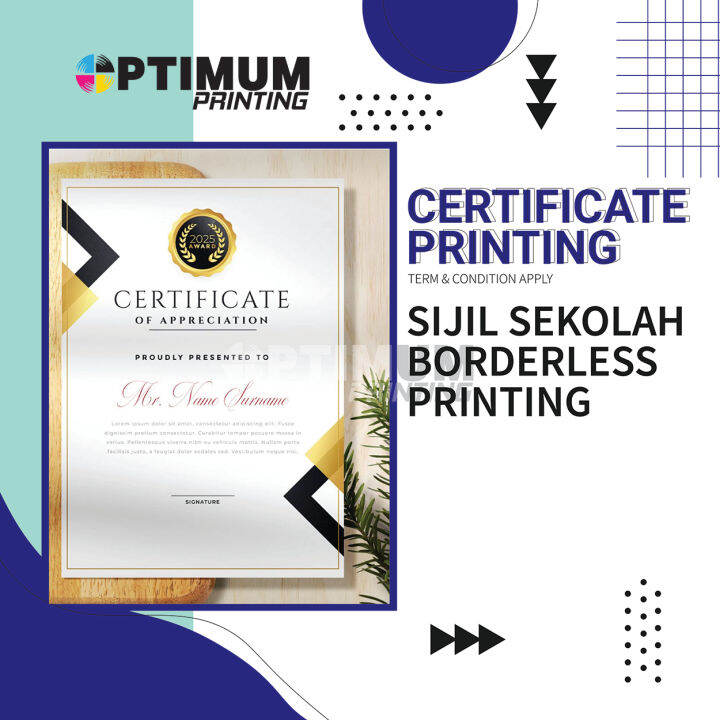 Certificate Printing | Sijil Sekolah | Borderless Printing | Short ...