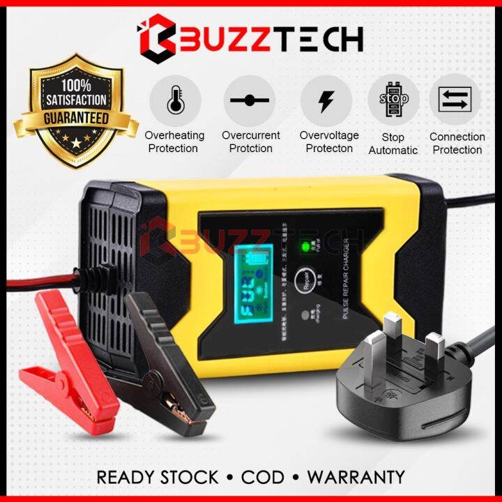 BuzzTech 12V 6A Car Battery Charger Pengecas Bateri Kereta Motorsikal Restore Motorcycle Charge ...