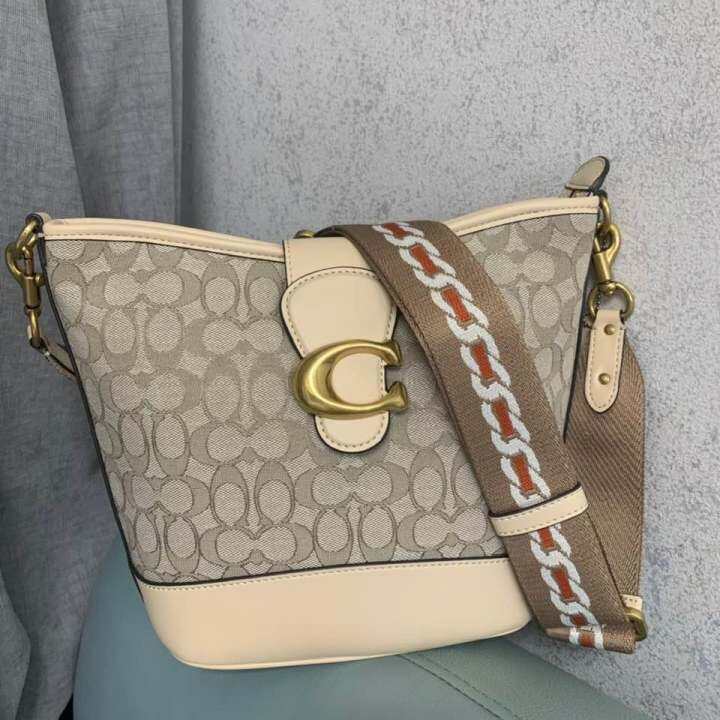 Sale! TALI BUCKET BAG IN SIGNATURE JACQUARD WITH INTERCHANGEABLE STRAP ...