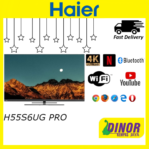 Haier 55 Inch UHD Smart Android Television HQLED Full Screen TV H55S6UG ...